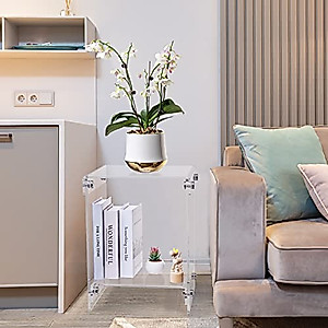 Sumerflos Acrylic Small Frame Side Table/End Table/Easy Assembly, Nightstand for Living Room Bedroom Home Decor- Clear