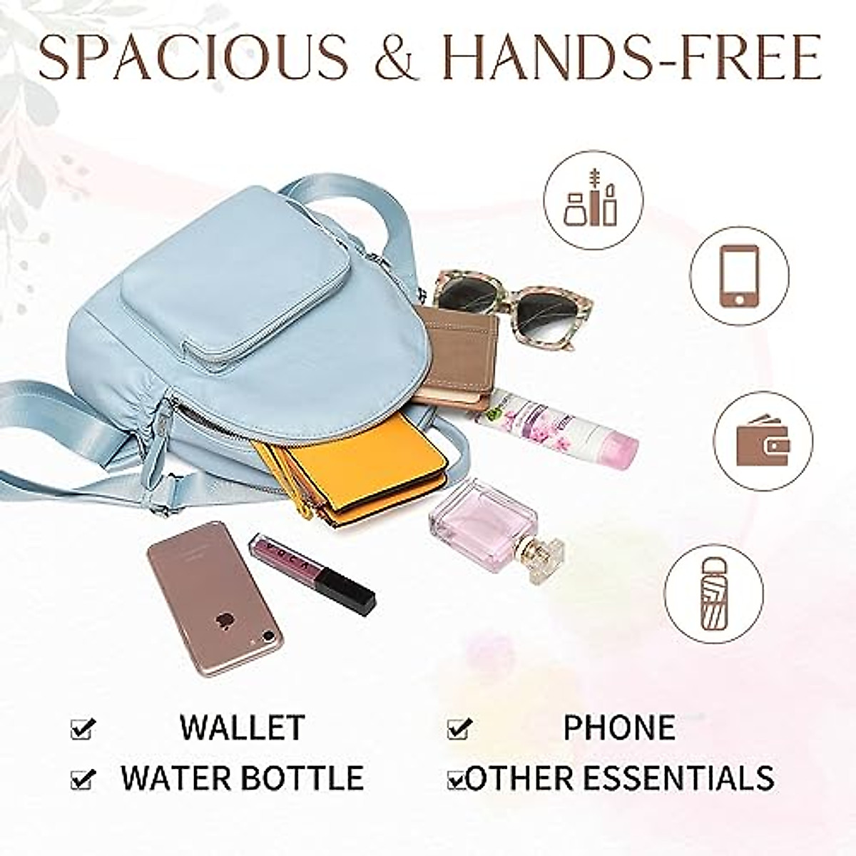 VASCHY Mini Backpack Purse, Faux Leather Small Backpack for Women (Sky Blue)