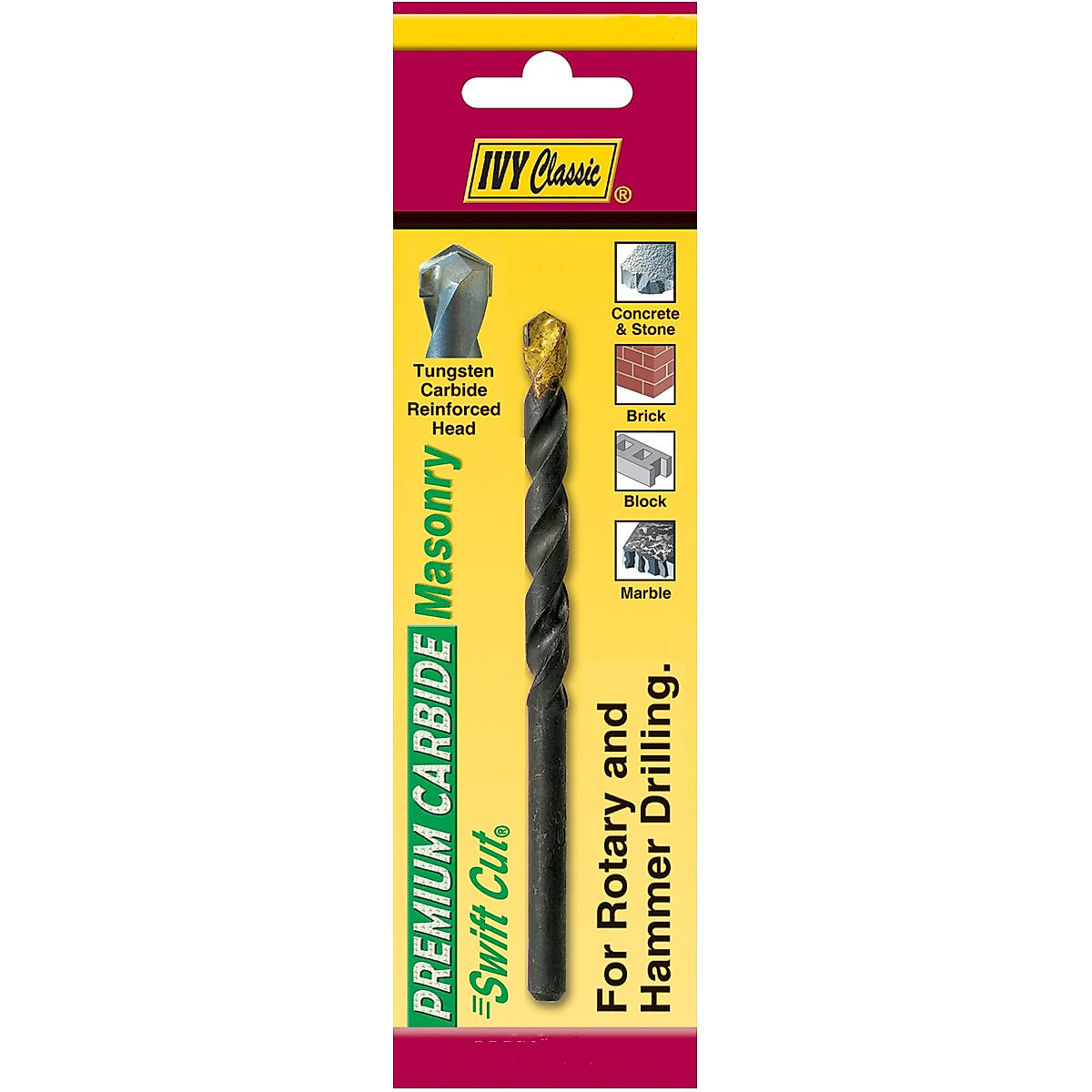 IVY Classic 10216 1/4 x 4-Inch Premium Carbide Masonry Drill Bit, 1/Card