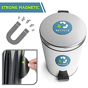 8 Pieces Magnetic Recycle and Trash Logo Symbol Recycle Logo and Trash Can Magnetic Decal Recycle Trash Bin Sticker Trash and Recycling Stickers for Trash Cans Garbage Containers and Recycle Bins