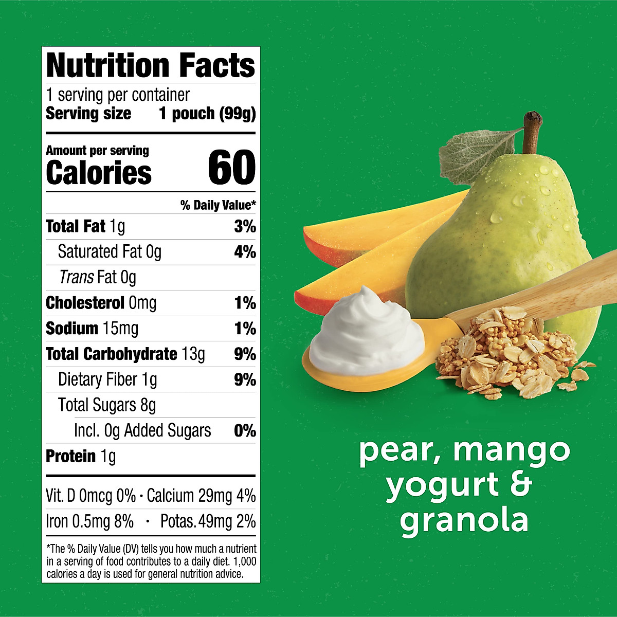 Beech-Nut Toddler Food Breakfast Pouches, Pear Mango with Yogurt & Granola Puree, 3.5 oz (18 Pack)