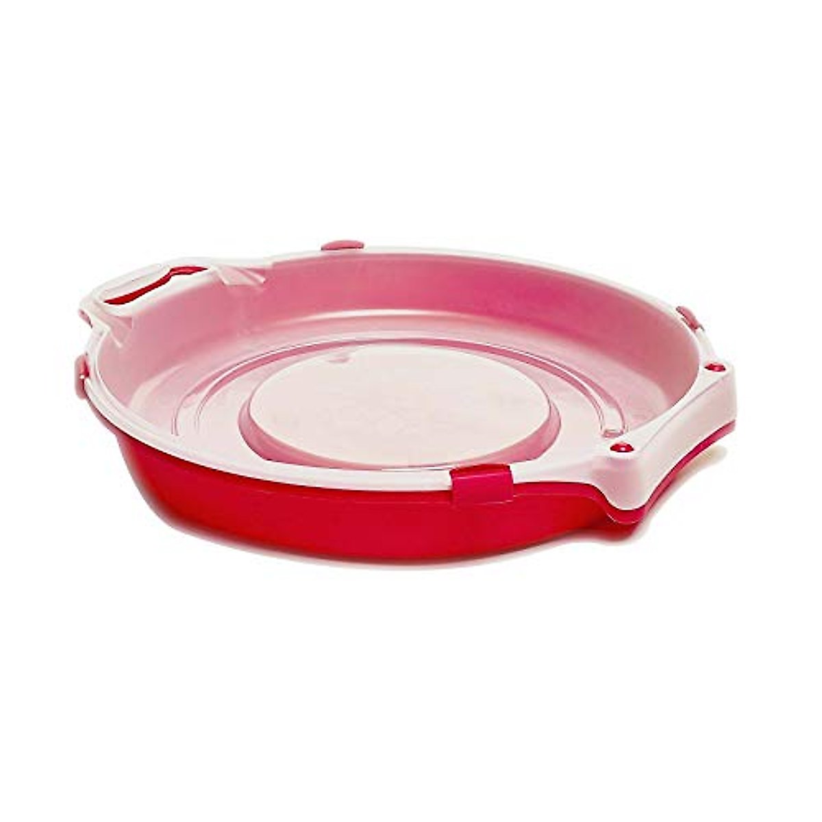 HOMZ Set of 3 Holiday Wreath Plastic Storage Containers, Holds Up to 24” Diameter, Secure Latching Lid and Easy Grip Handle, Stackable and Nestable, Red/Clear