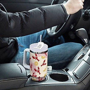 Slewiaeky Skinny Shrimp Lobster 40 oz Tumbler with Handle Straw and Lid Crayfish Stainless Steel Vacuum Insulated Reusable Water Bottle Glasses Travel Mug Thermal Cup for Home Office Car