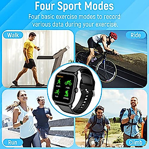 Smart Watches for Women Men (Answer/Make Call), 1.81'' Touch Large Screen, Fitness Tracker Watch, Heart Rate Monitor, Step Counter, Activity Trackers Smartwatches iOS Android, 2 Charging Cables, BLACK