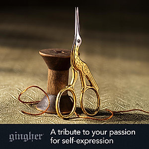 Gingher 01-005280 Stork Embroidery Scissors, 3.5 Inch, Gold