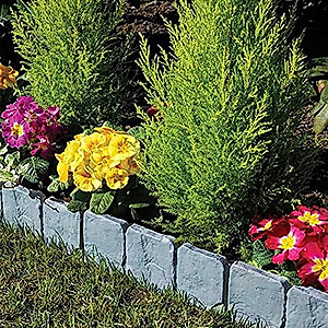 Lawn Edging,Garden Border,Plant Bordering 10/20pcs Folding Landscape Gray Flower Fence Path Garden Plant Border Edging Lawn Imitation Stone Fence Grounding Fence