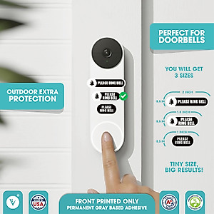 Tiny Please Ring Bell Sign | 3 Sizes Please Ring Bell Sticker | Tiny Sizes Perfect for Video Doorbell | Please Ring Bell Sign Outdoor | 1x0,5 Inches Weatherproof Sticker (Black - 3 sizes)