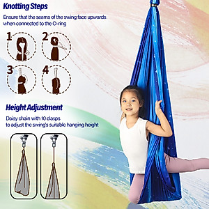 Sensory Swing for Kids & Adults Holds up to 300lbs Indoor & Outdoor Double Layer Therapy Cuddle Swing with 360° Swivel Hanger Kit for Calming, Effect for Autism, ADHD or SPD. (Star Blue)