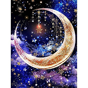 Stamped Cross Stitch Kits, Moon Cross Stitch Ornament Kits for Adults Beginners,Arts and Crafts Embroidery Kits,Full Range of Cross-Stitch Stamped Kits Needlecrafts for Home Wall Decor 12x16 inch