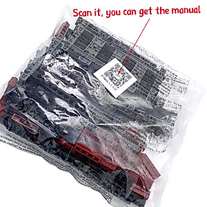 Classic Train Building Bridge City Passenger Express Train Tracks Toys Accessories Railroad Construction Building Block Compatible with Major Brand (Black Bridge)