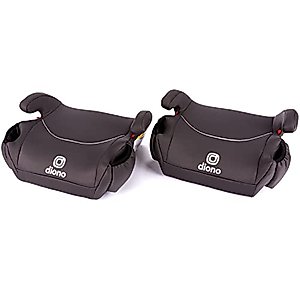 Diono Solana, No Latch, Pack of 2 Backless Booster Car Seats, Lightweight, Machine Washable Covers, Cup Holders, Black
