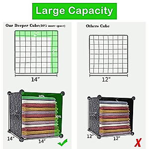 VINGLI Portable Storage Cubes-14 x14 Cube (16 Cubes)-More Stable (add Metal Panel) Cube Shelves, Modular Bookshelf Units, Clothes Cube Storage Shelves, Room Organizer for Cubby Cube