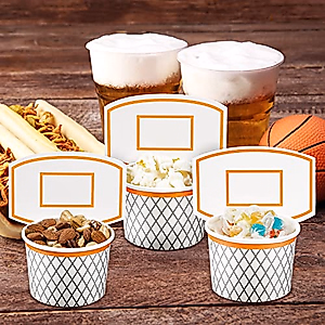 Basketball Hoop Snack Cups Basketball Party Decorations Paper Basketball Party Supplies Basketball Kids' Party Cups for Basketball Themed Party Favors (24 Pieces)