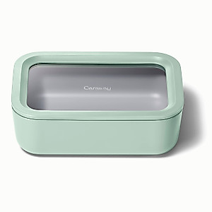 Caraway Glass Food Storage - 6.6 Cup Glass Container - Ceramic Coated Food Container - Non Toxic, Non Stick Lunch Box Container with Glass Lids. Dishwasher, Oven, & Microwave Safe - Mist