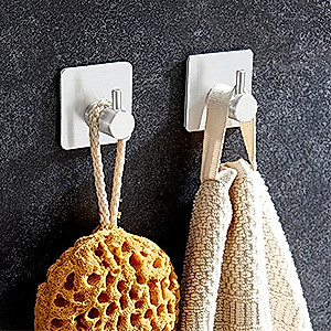 BQTime Super Power Heavy Duty Self Adhesive Hooks Stainless Steel Towel Robe Coat Clothes Bag Hanger Holder(2 Pack Single Hook), Wall Mounted, NO Drill, Waterproof, BQ003