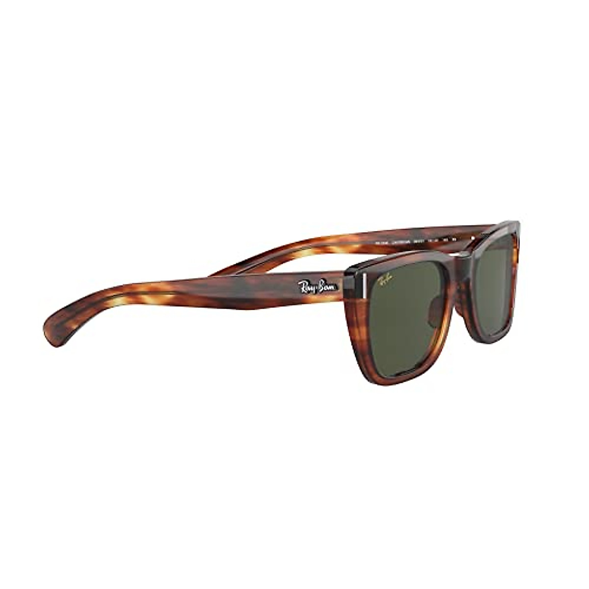 Ray-Ban RB2248 Caribbean Rectangular Sunglasses, Striped Havana/G-15 Green, 52 mm