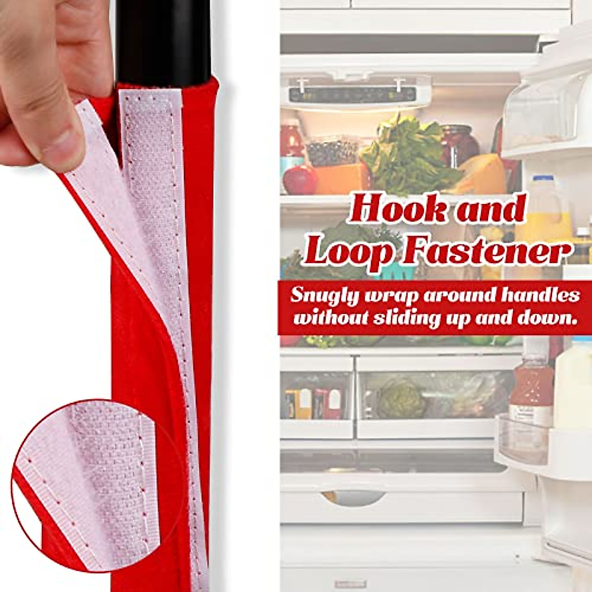 HAOBAOBEI Refrigerator Door Handle Covers, Set of 6 Washable Red Cloth Decorations Keep Kitchen Appliance Clean for Fridge Microwave Stove Bathroom Handles Keep Off All Stains Dust Dirty Fingerprint