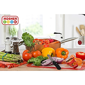 The Kosher Cook Black Kitchen Knife – 6” Steak and Vegetable Knife - Razor Sharp Pointed Tip, Straight Edge - Color Coded Kitchen Tools