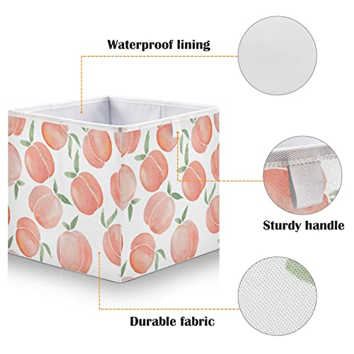 Peaches Storage Basket Storage Bin Rectangular Collapsible Closet Baskets Large Toy Box Organizer for Clothes Towels Magazine…