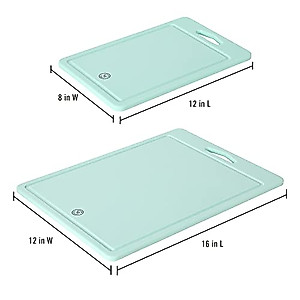 Martha Stewart BPA Free Plastic Cutting Board (16" x 12" and 12" x 8") - Martha Blue - Dishwasher Safe, 2-Pack