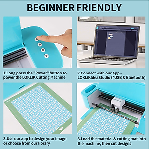 LOKLiK Crafter by HTVRONT Cutting Machine - Vinyl Cutter Machine for All Crafts, Cutting Machine for Vinyl, Iron On, Cardstock, Cuts 100+ Materials, Creates Customized Tshirt, Cards, Labels, Decals