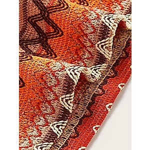 SOLY HUX Women's Boho Y2K Halter Top Chevron Print Backless Club Top Sexy Cami Crop Top for Women Boho Orange M