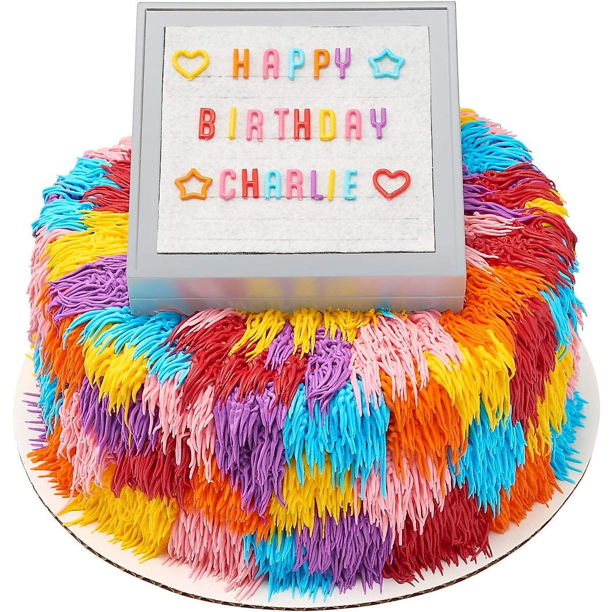DecoSet® Celebration Letter Board Cake Topper, Cake Decoration With Shaped Box and Customizable Message Board, For Birthday, Graduation, And Celebration, Food Safe