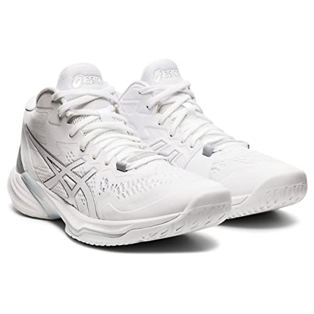 ASICS Women's Sky Elite FlyteFoam Mid Top 2 Volleyball Shoes, 8.5, White/White
