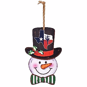 Texas State Outline with Flag Lineman Christmas Sign Wooden Plaque Xmas Snowman Sign for Home Holiday Wall Decor