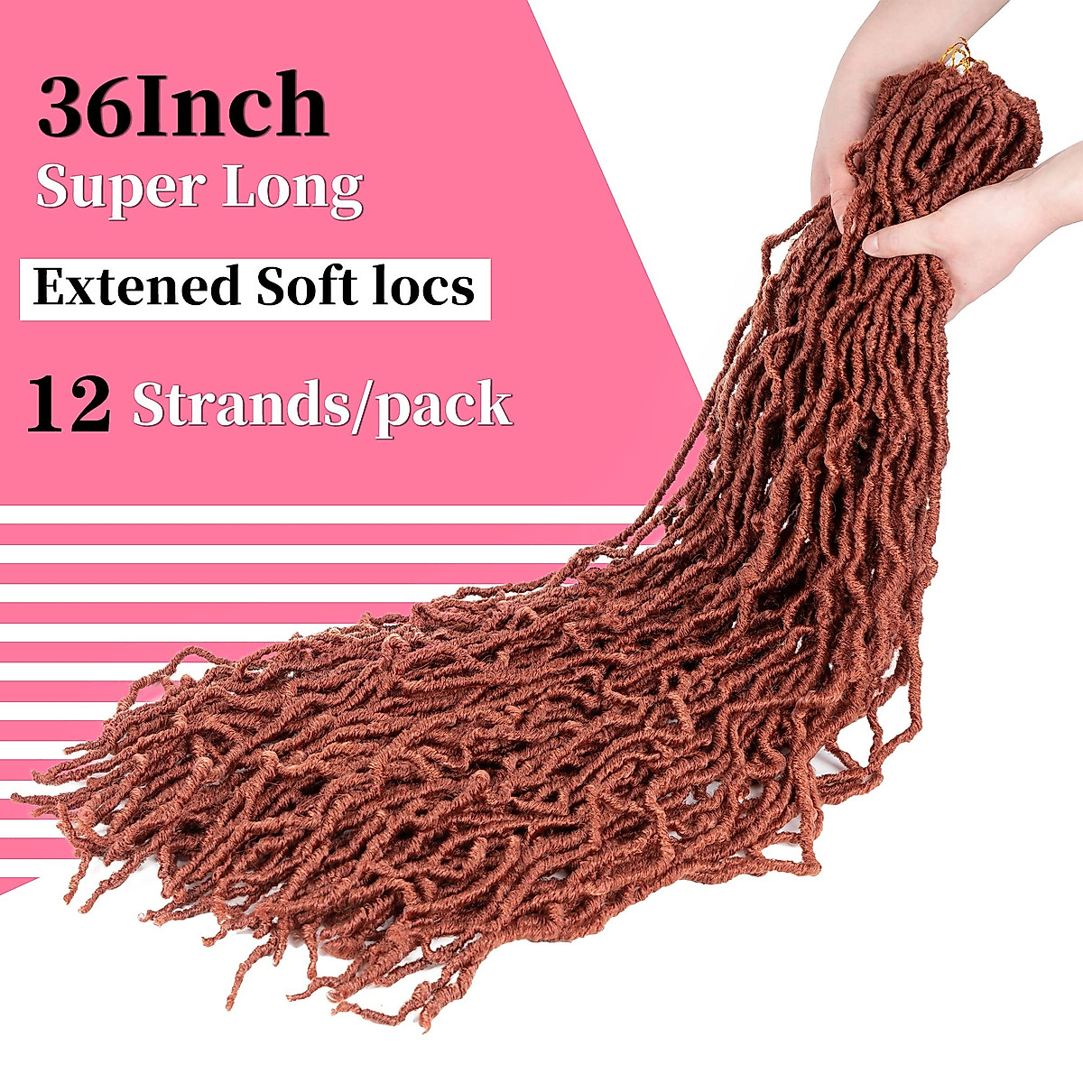 6Packs 36Inch Soft Locs Crochet Hair Faux Locs Crochet Braids Hair 350# Goddess Locs Synthetic Hair Extend Soft Locs Braiding Hair for Women (36 Inch (6packs), 350#)