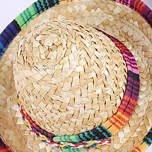 LoveBB 12 Pack Mini Sombrero Hats 5.9 Inch Small Straw Sombreros Cinco de Mayo hats for Kid Pet Doll Themed Party Decoration (Brown)