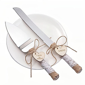 Country Style Wedding Cake Knife Shovel Server Set Silverware Stainless Wedding Party Thanksgiving Christmas (H)