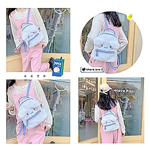Cute Girl Plush Bookbags Backpacks for School, 3D Kawaii Animal Coon Shoulder Bags Handbag backpack white dog, One Size