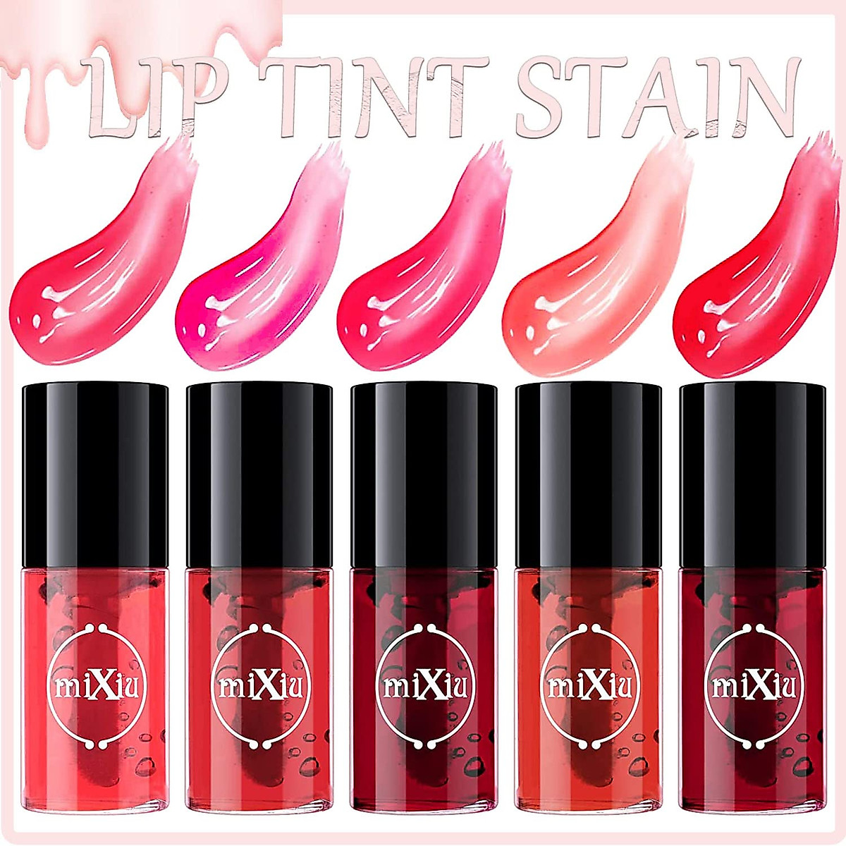 3 Colors Lip Stain Tint Set, Waterproof&Long Lasting Mini Liquid Lipstick Hydrating Moisturizing Lip Cheeks And Eyes,Natural Glossy Korean Lip Tint Stain Easy Application, Non-Stick(1#2#3)