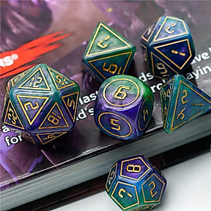 Golden Jade of Magic DND Resin Dice Set for Dungeons and Dragons, D&D, D20, D and D, Polyhedral Resin Dice, Dungeons and Dragons Gifts, Accessories