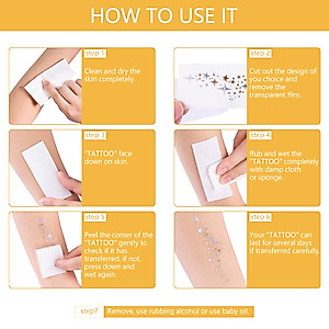 12 Sheets Face Metallic Shiny Temporary Tattoos Sticker, Halloween Face Glitter Gold Water Transfer Freckle Flash Tattoo for Women Girls Halloween Makeup Dancer Costume Parties Rave Musical Festivals