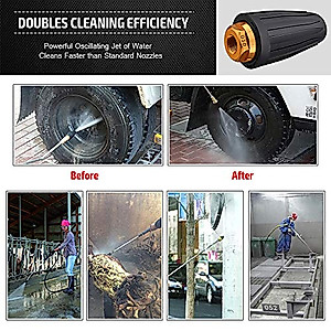 OneBom Turbo Nozzle 3000psi, 3.0GPM Turbo Spray Nozzle Rotating Pressure Washer,3.0 Orifice,with 2PCS 1/4’’ Quick Connect Plug for Car Garden Cleaning