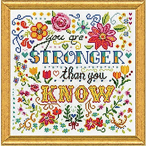 Design Works Crafts, 10" x 10" Counted Cross Stitch Kit, Stronger, White