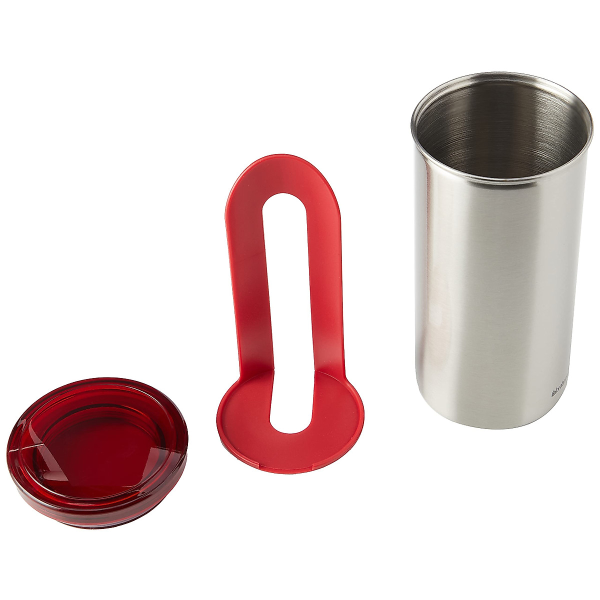 Brabantia Senseo Coffee Pod Storage Jar with Senseo Imprint with Matt Steel Fingerprint Proof Red Lid