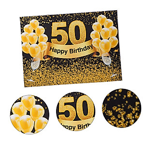 Abaodam Birthday Backdrop 1pc 50 Years Old Background Cloth Poster Vinyl 50th Birthday Poster