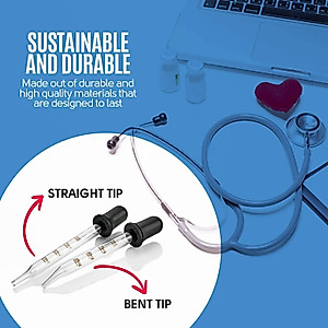 Eye Dropper - 6-Pack, Bent & Straight Tip Calibrated Glass Medicine Droppers for Essential Oils | Pipette Dropper for Accurate Easy Dose & Measurement (1mL Capacity)
