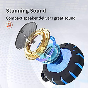 HEYSONG Waterproof Bluetooth Speaker, IPX7 Mini Shower Speaker with HD Sound, LED Light, Floating, Lightweight Portable Speakers for Travel, Pool, Beach, Biking, Kayak, Gifts for Men, Women