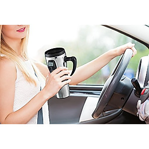 Heated Smart Travel Mug with Temperature Control - 16 ounce- 12V - Stainless Steel