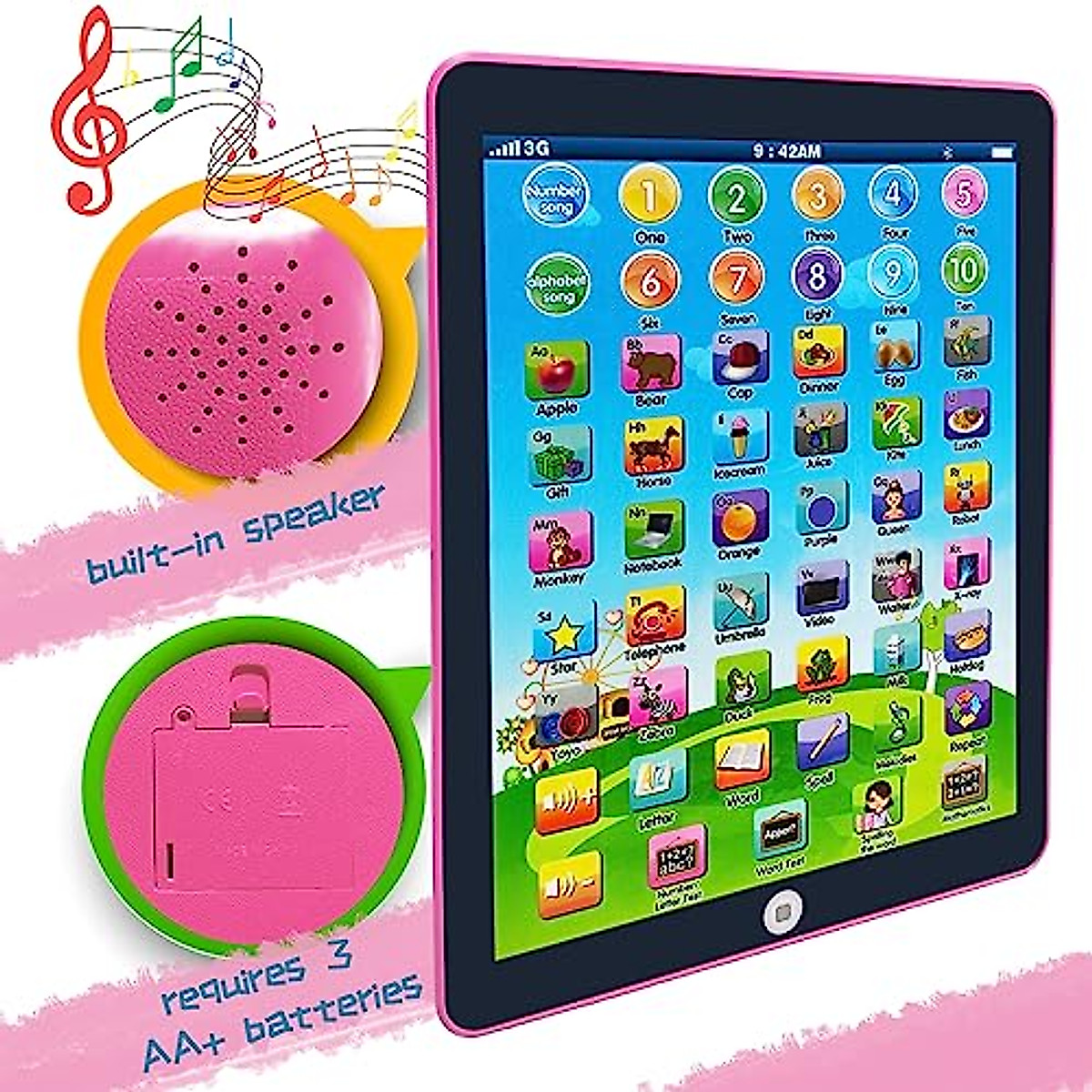 Kids Learning Pad/Tablet Interactive Toddler Toys with Words Numbers Alphabets Music Electronic Educational Toy for Preschool Boys & Girls 3-8 Years Old (Blue)