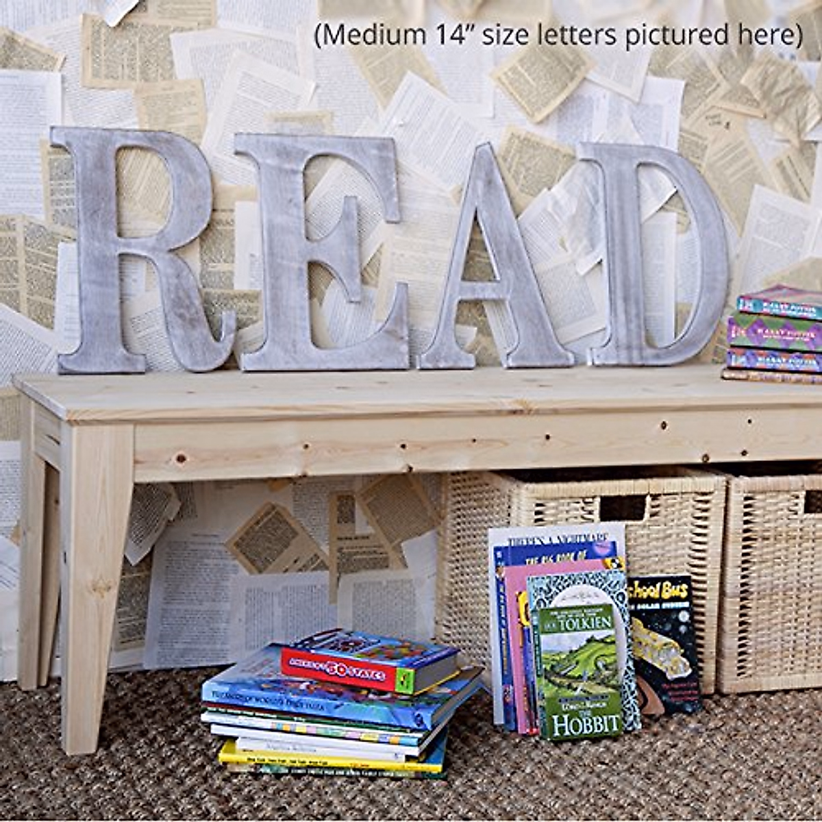 The Lucky Clover Trading I Wood Block, 14" L, Charcoal Grey Wall Letter, Gray