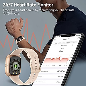 AZTTKIA Smart Watch, Fitness Tracker with 24/7 Blood Pressure and Heart Rate Monitors, Fitness Watch with IP68 Waterproof, 1.7" HD Large Screen Smartwatch Compatible with iOS Android