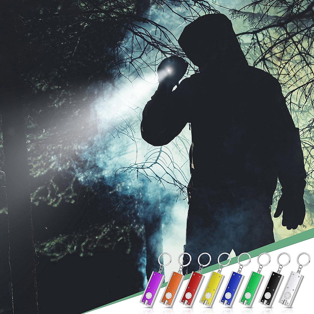 32 Pieces Powerful LED Keychain Lights, Assorted Colors Keychain Flashlight, Bright Key Ring Flashlight, Portable Key Chain Flash Light for Emergency Camping Outdoor Activity Equipment Party