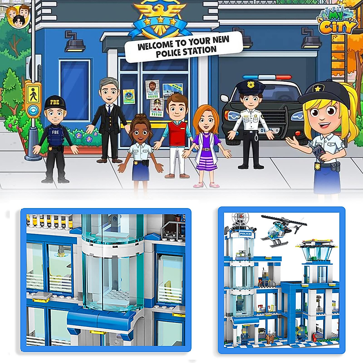 MOCREAR City Police Station Building Toy Set for Kids,Boys,1397 Pieces City Police Station Building Set, Police Station Mobile Command Center Building Blocks Kit Roleplay Toy Gifts