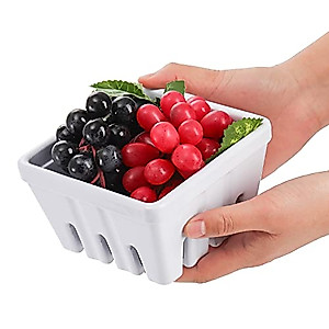 ZEAYEA Set of 2 Berry Basket, Melamine Berry Bowl With Holes, Square Kitchen Fruit Basket, 5" Colander for Strawberry, Grape, Cherry, Berries, Veggies
