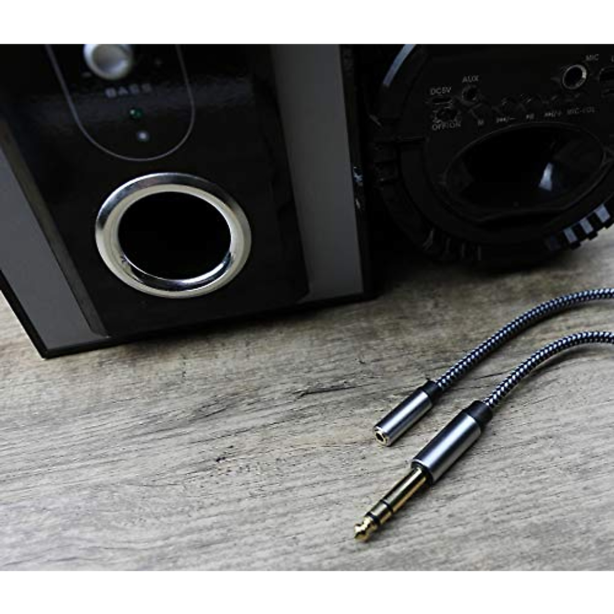 MORELECS 3.5mm to 1/4 Adapter, 1/4 to 3.5mm Adapter 6.35mm 1/4" Male to 3.5mm 1/8" Female TRS Stereo Audio Cable Nylon Braid Compatible for Amplifiers, Guitar, Piano, Home Theater Devices